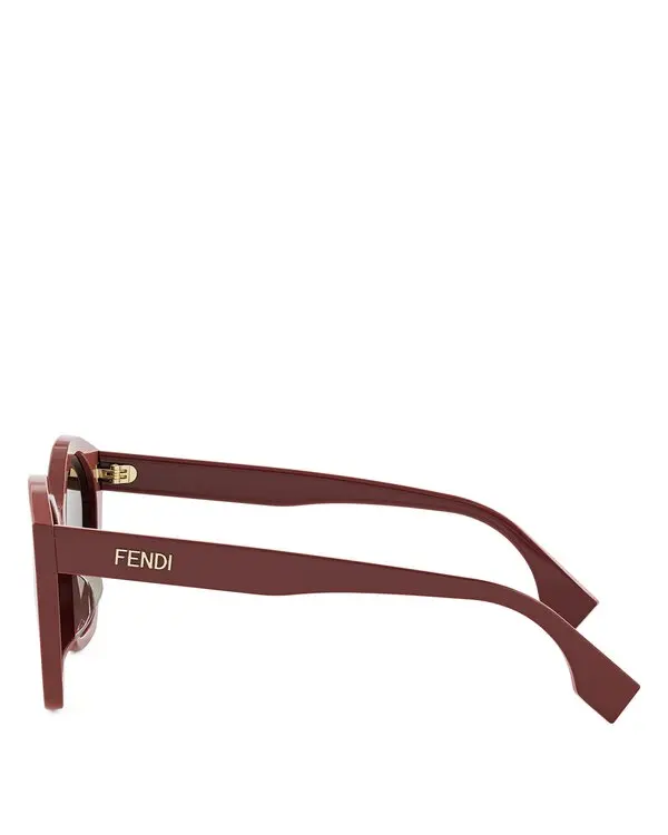 Fendi Lettering Geometric Sunglasses, 56mm - Red/brown