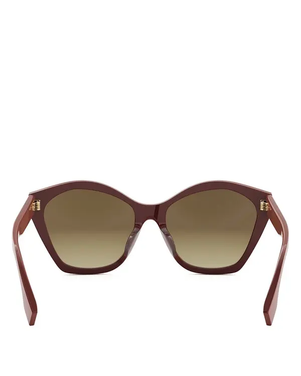 Fendi Lettering Geometric Sunglasses, 56mm - Red/brown