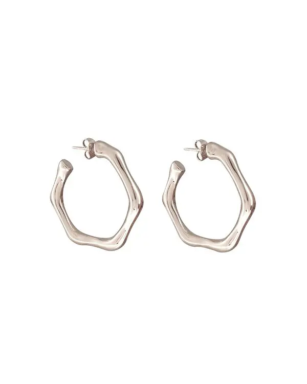 CXC Bamboo Hoop Earrings - Silver