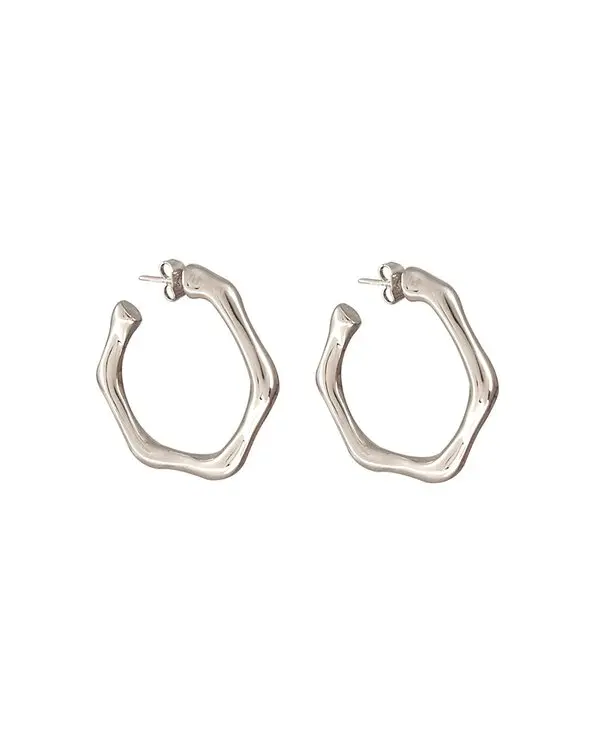 CXC Bamboo Hoop Earrings - Silver