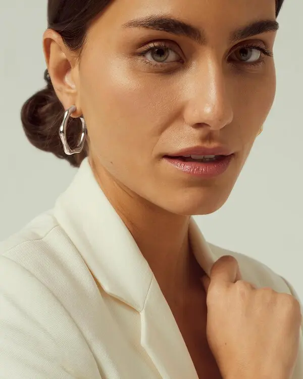 CXC Bamboo Hoop Earrings - Silver