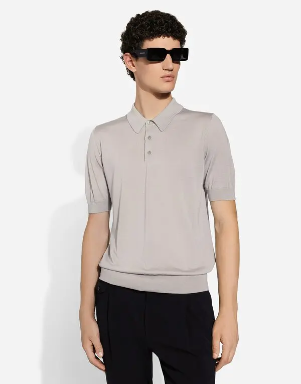 Dolce & Gabbana Silk And Cashmere Polo-shirt - Grey