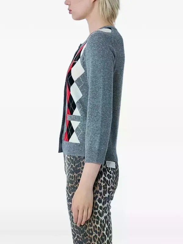 GANNI Argyle-pattern Cardigan - Grey