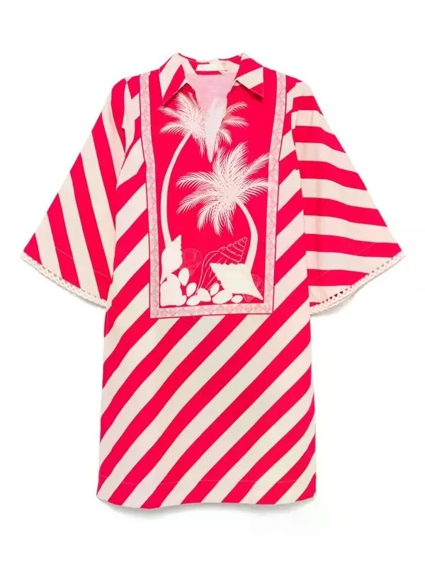 Verandah Diagonal-stripe Midi Dress - Pink