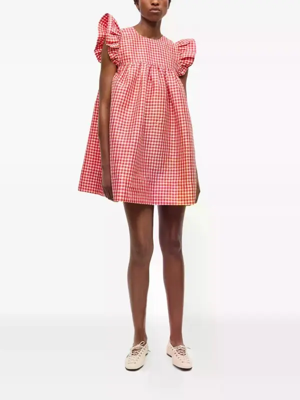 GANNI Gingham-print Flared Dress