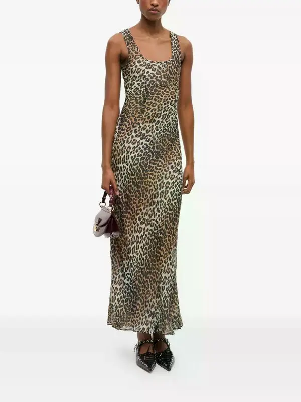 GANNI Leopard-print Dress - Neutrals