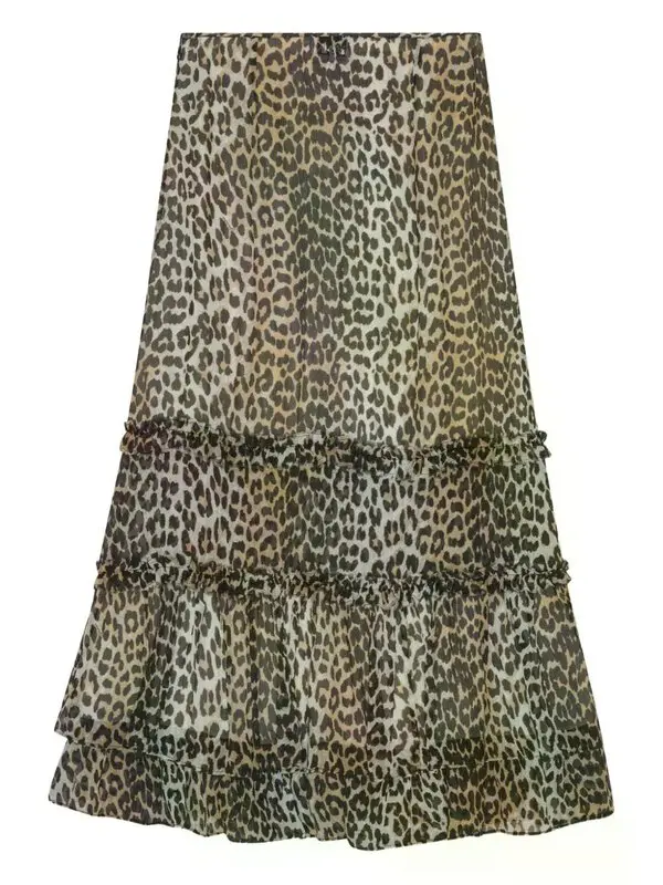 GANNI Leopard Print Maxi Skirt - Neutrals