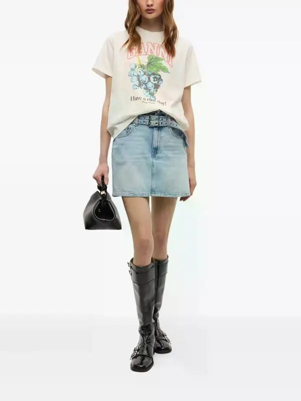 GANNI Grapes Print Organic Cotton T-shirt - Neutrals
