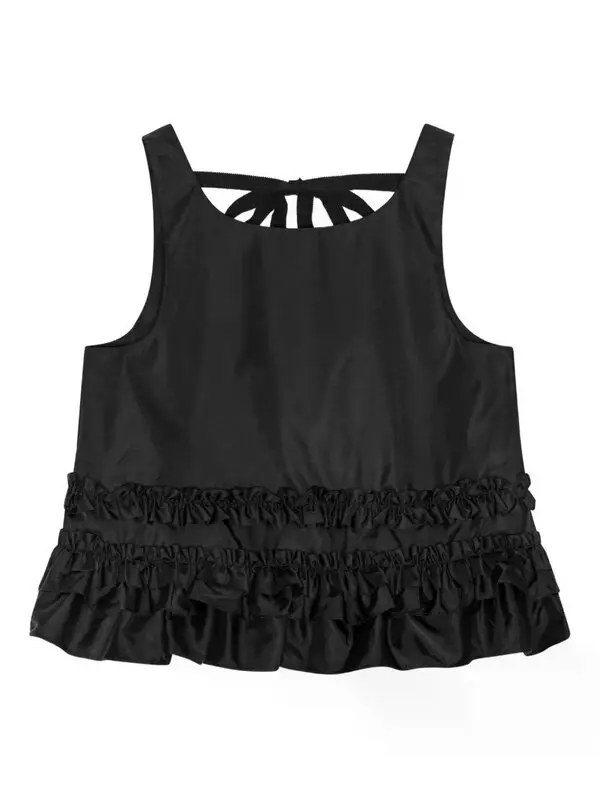 GANNI Ruffled Sleeveless Top - Black