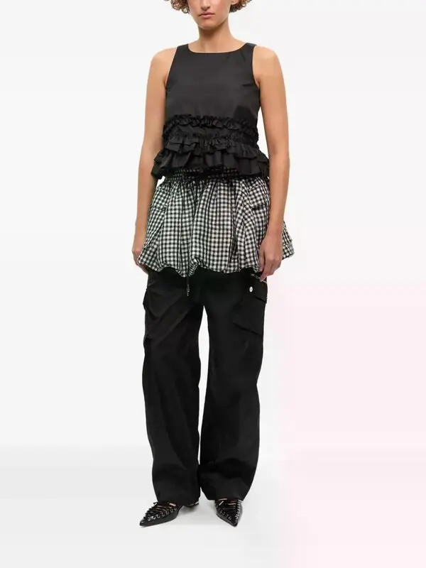 GANNI Ruffled Sleeveless Top - Black