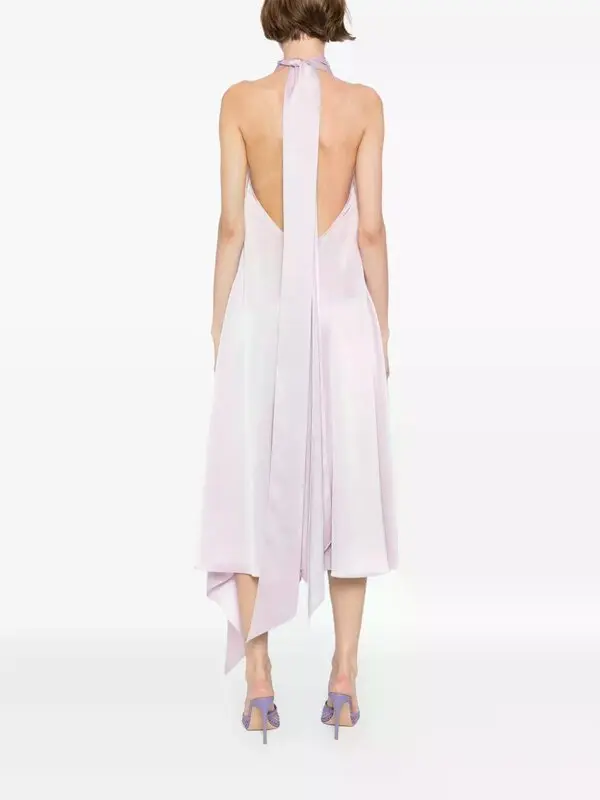 Amsale Asymmetric Halter Dress