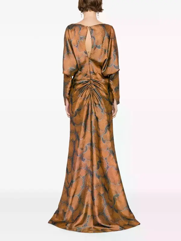 Amsale Jacquard Dolman-Sleeved Dress - Brown - 60% Off | Editorialist