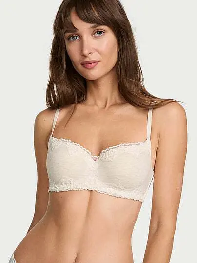 Victoria's Secret Cotton Logo Hardware Lightly Lined Scoop Bra - Beige