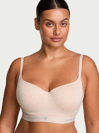 Victoria's Secret Cotton Logo Bra - Beige