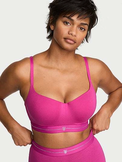 Victoria's Secret Cotton Logo Bra - Pink