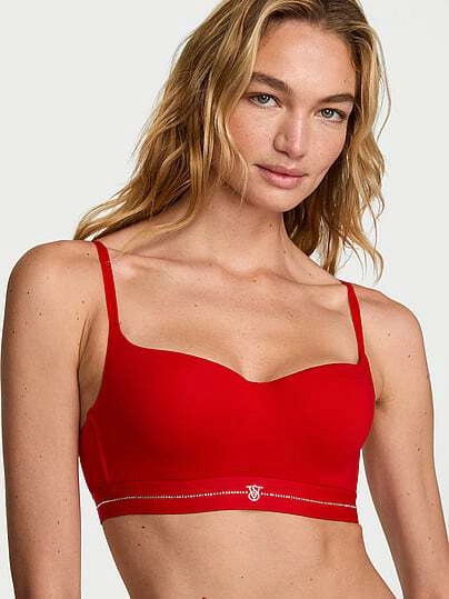 Victoria's Secret Cotton Logo Bra - Red