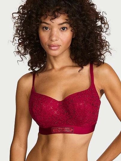 Victoria's Secret Cotton Logo Bra - Red
