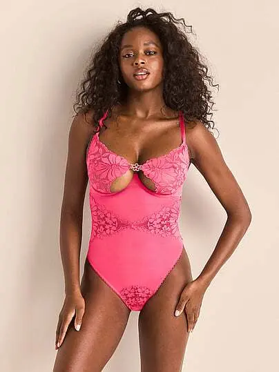 Victoria's Secret Floral Lace Bodysuit - Brown