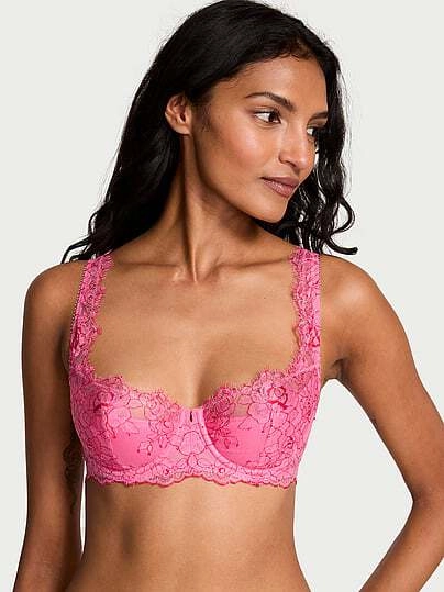 Victoria's Secret Very Sexy Rose Lace Uplift Balconette Bra - Multicolored