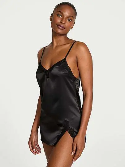 Midi Lace Trim Slip Dress Satin Mini Satin Dress Mini Lace Slip Dress  Victoria'S Secret Tease