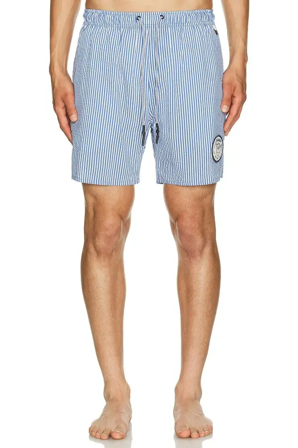 Agua Bendita Joe Striped Swim Trunks - Blue & White