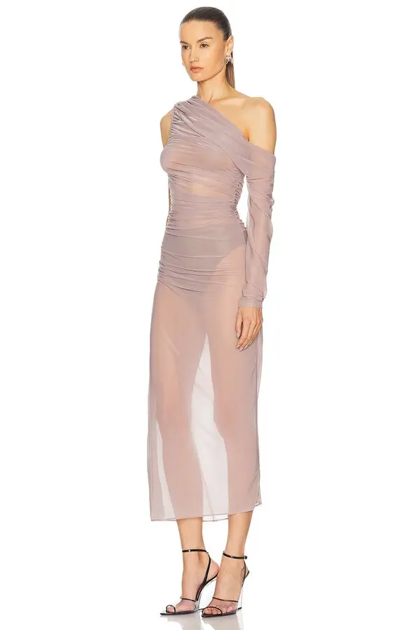 Atlein One Sleeve Draped Long Dress