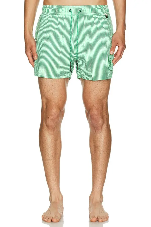 Agua Bendita Cassius Swim Trunks - Green & White