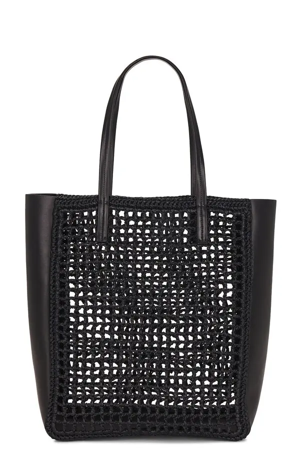 Khaite Zoe Patchwork Raffia Tote Bag - Black