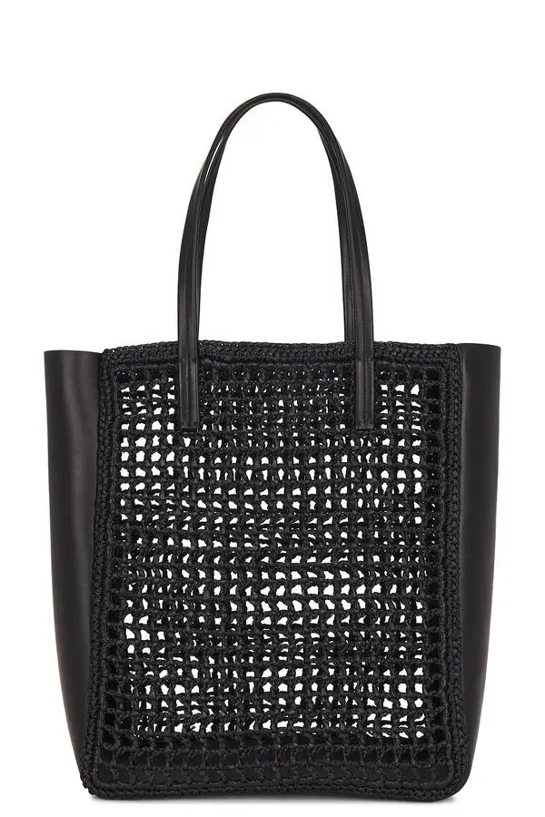 Khaite Zoe Patchwork Raffia Tote Bag - Black