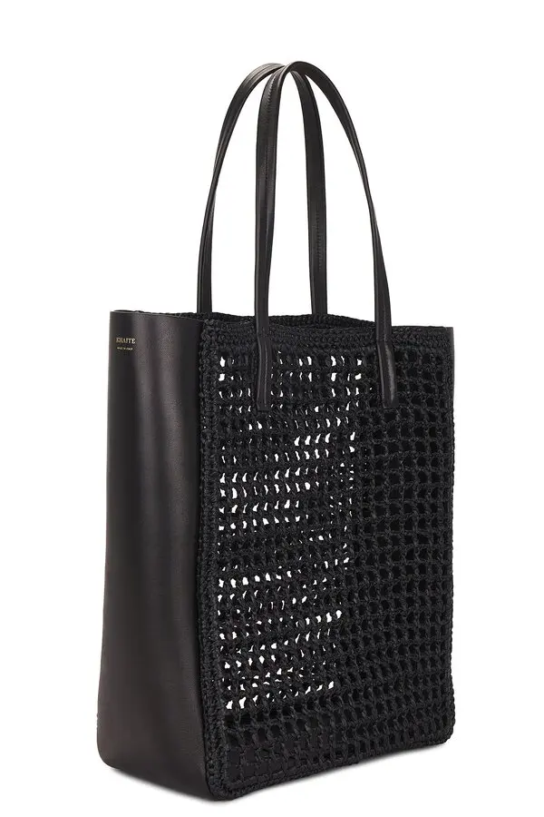 Khaite Zoe Patchwork Raffia Tote Bag - Black