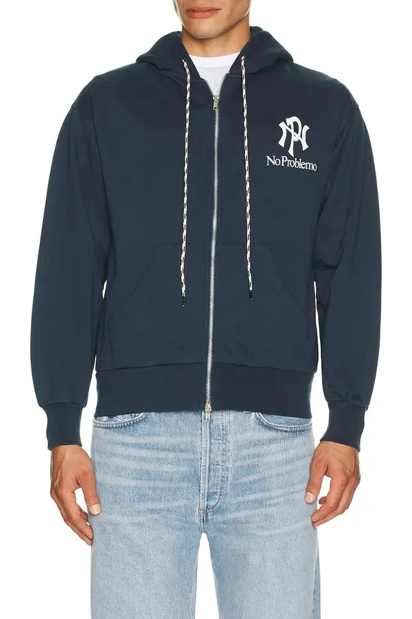NO PROBLEMO Zip Through Hoodie - Navy