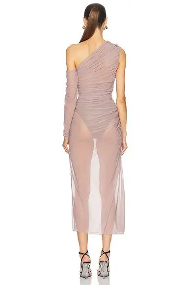 Atlein One Sleeve Draped Long Dress