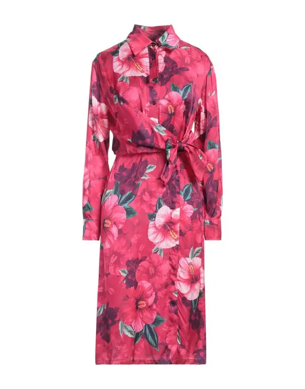 Pinko Floral Print Satin Midi Shirt Dress