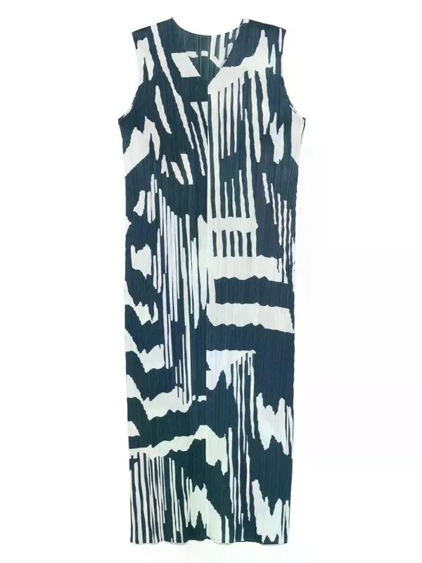 Issey Miyake Abstract-print Midi Dress - Blue