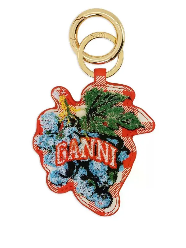 GANNI Logo Keyring - Orange