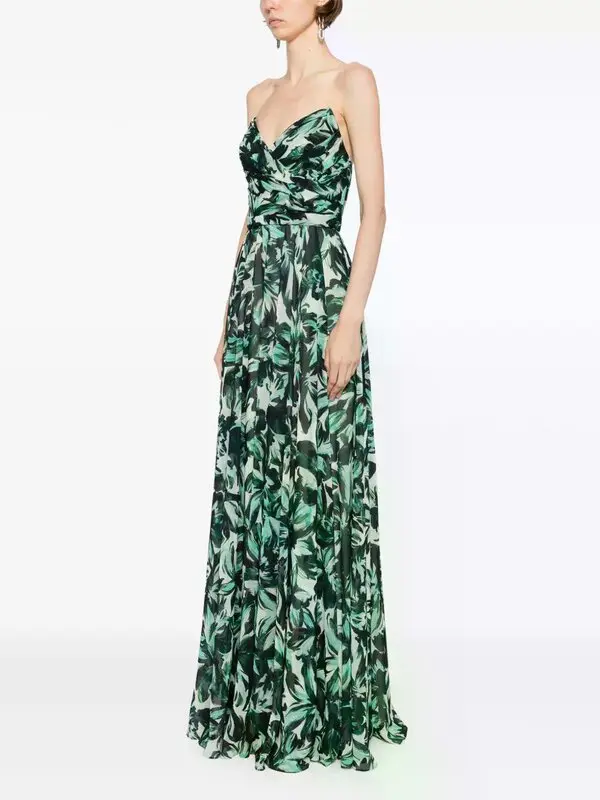 Amsale Printed Strapless Dress