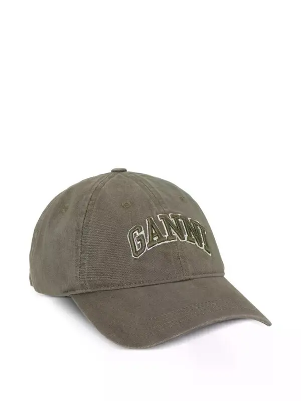 GANNI Logo-embroidered Cap - Green
