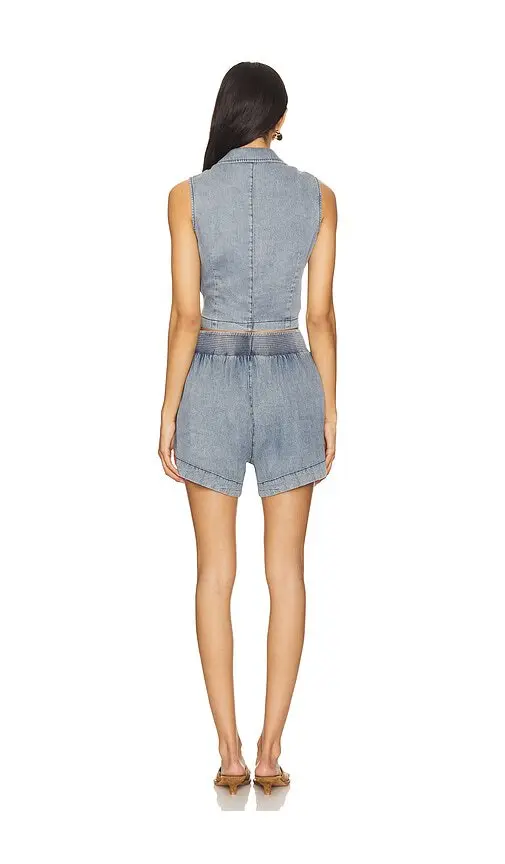 Heartloom Sleeveless Collared Wrap Top And Elasticated Waist Shorts Set