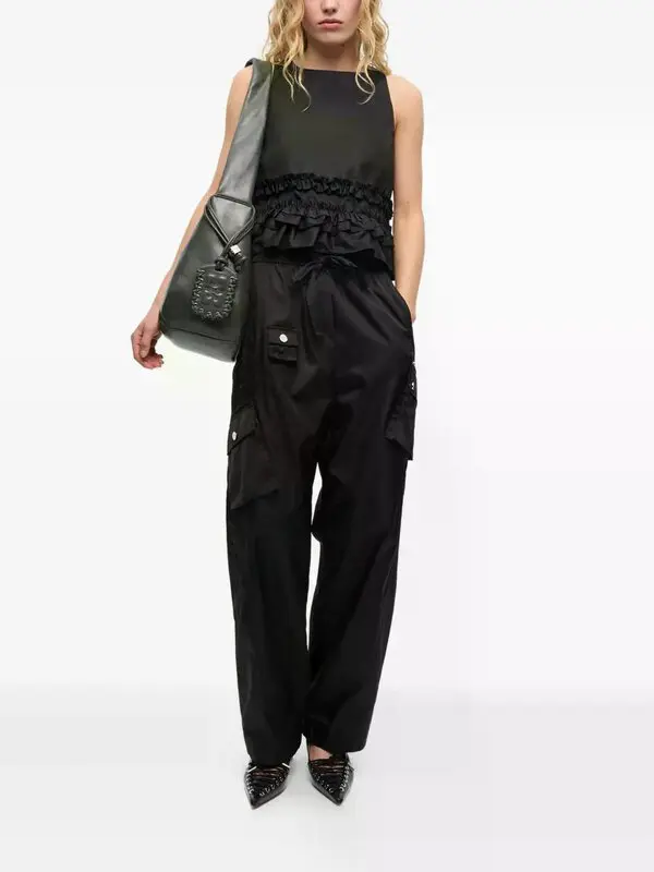 GANNI Medium Logo-tag Shoulder Bag - Black