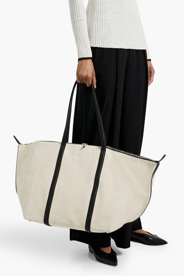 TOTEME Leather-trimmed Canvas Weekend Bag