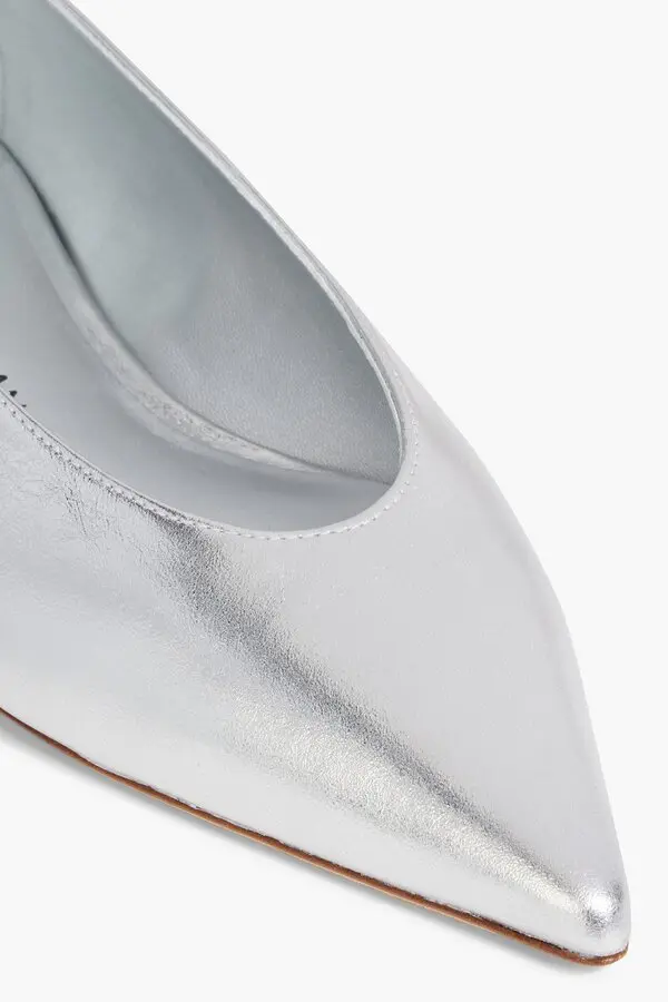 STUART WEITZMAN Lina Metallic Leather Point-toe Flats