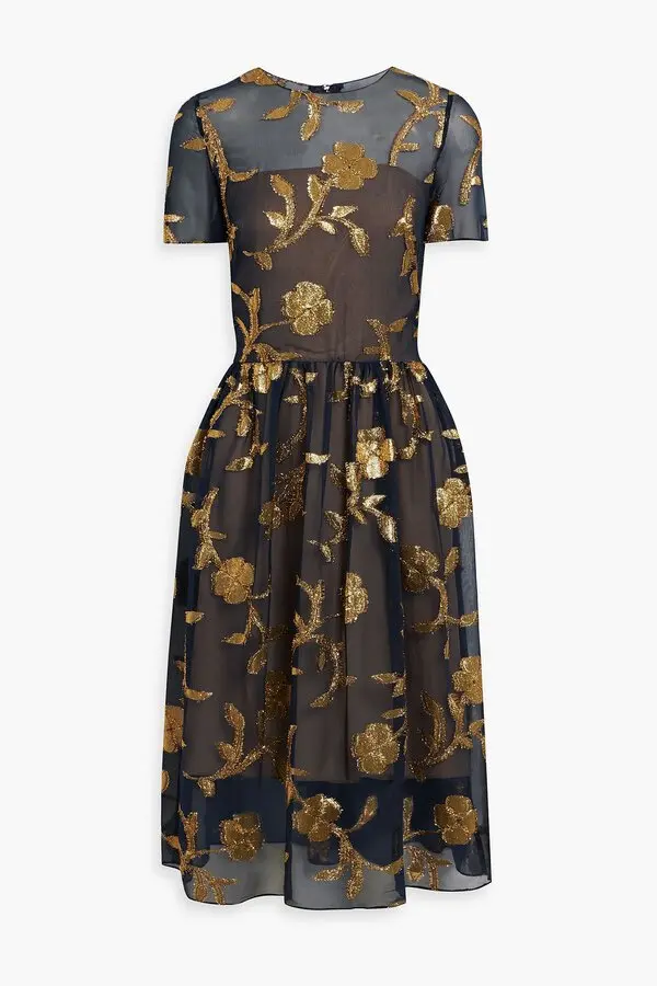 sachin and babi light blue dress Navy Chiffon Midi Dress