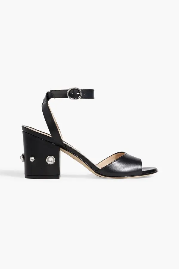STUART WEITZMAN Allshine 75 Crystal-embellished Leather Sandals - Black