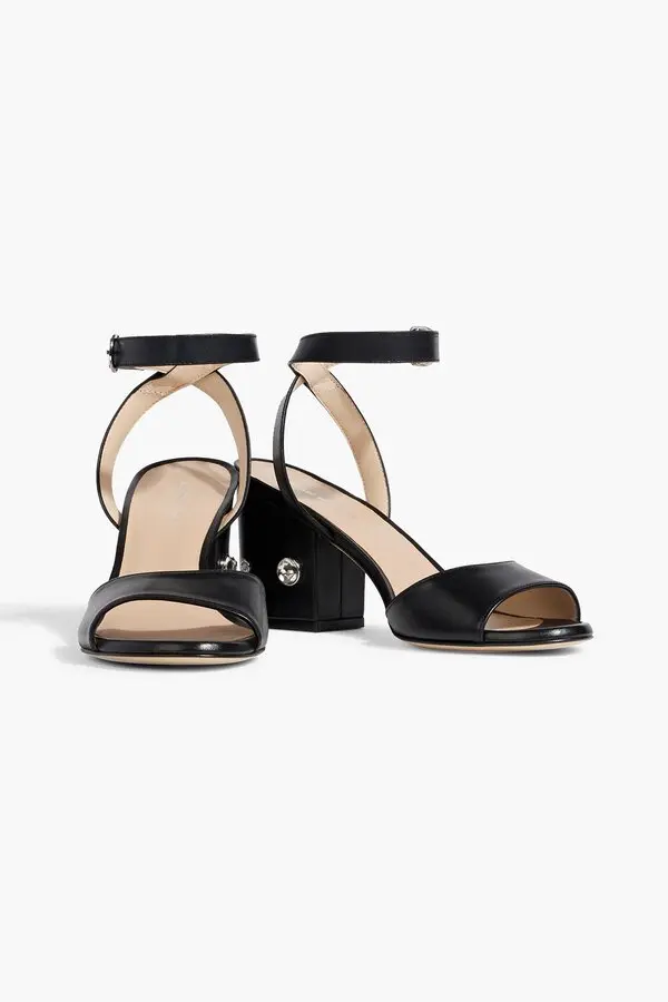 STUART WEITZMAN Allshine 75 Crystal-embellished Leather Sandals - Black