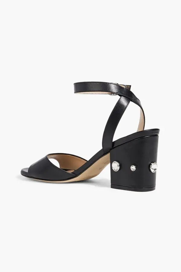 STUART WEITZMAN Allshine 75 Crystal-embellished Leather Sandals - Black