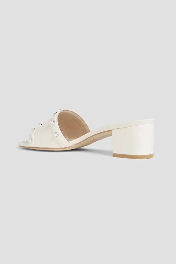 STUART WEITZMAN Faux Pearl-embellished Leather Mules