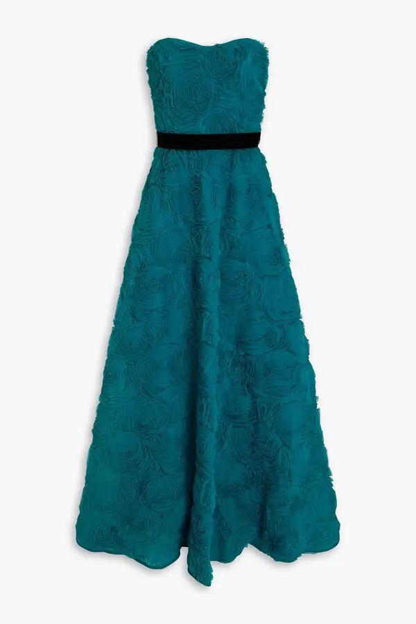 Zac Posen Strapless Appliquéd Tulle Gown