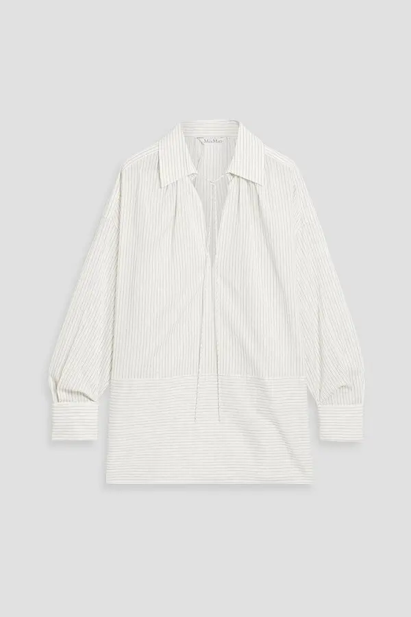 Max Mara Saletta Pinstriped Cotton And Silk-blend Blouse