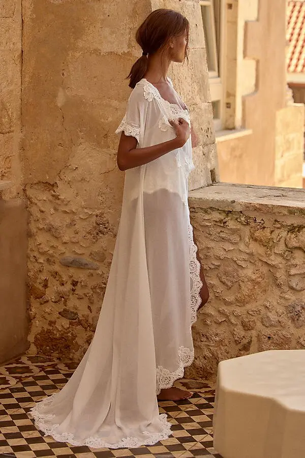 HOMEBODII Lace-trim Chiffon Robe