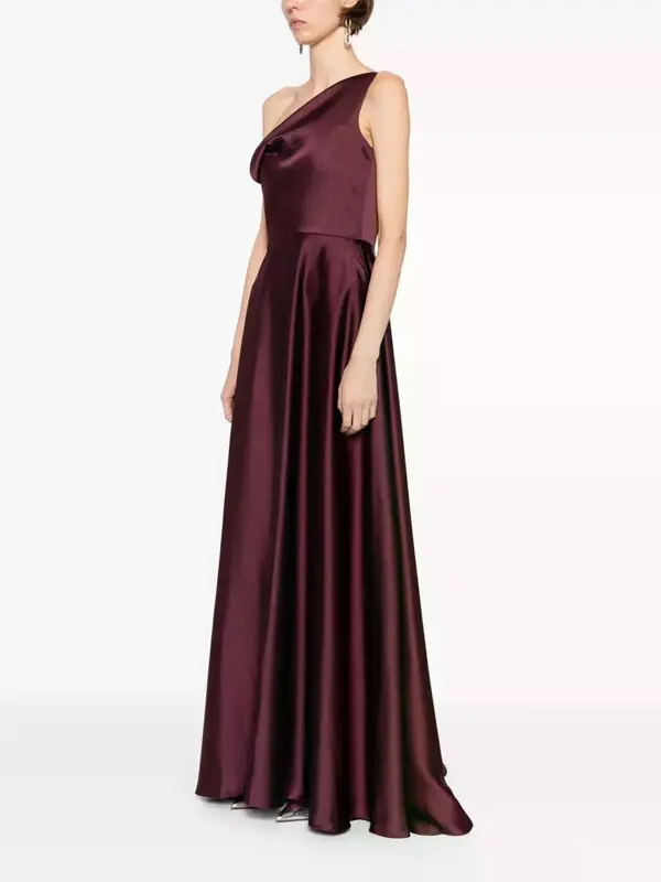Amsale One-shoulder Draped Gown - Red